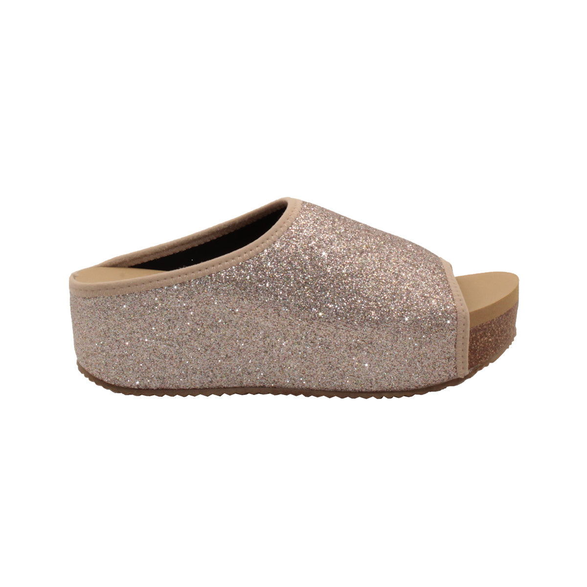 FESTINA METALLIC FLYKNIT WEDGE SLIDE SANDALS FOR WOMEN
