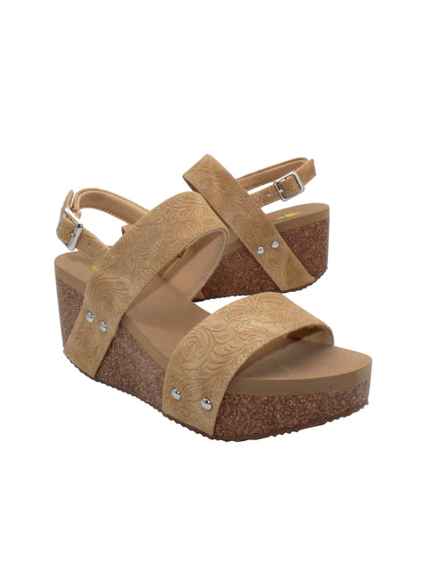 SUMMERLOVE EMBOSSED WEDGE SANDALS FOR WOMEN - VOLATILE – Volatile USA